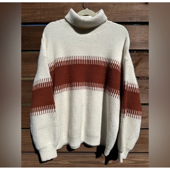 Gilli | Sweaters | Gilli Rust Cream Oversized Knit Cowl Neck ...
